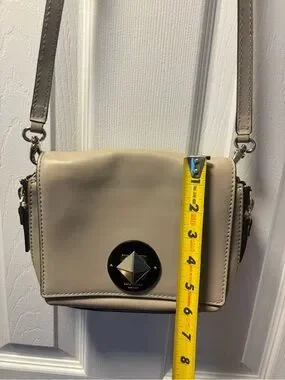 kate spade | Bags | Kate Spade Taupe Crossbody With Black Circular Logo ...
